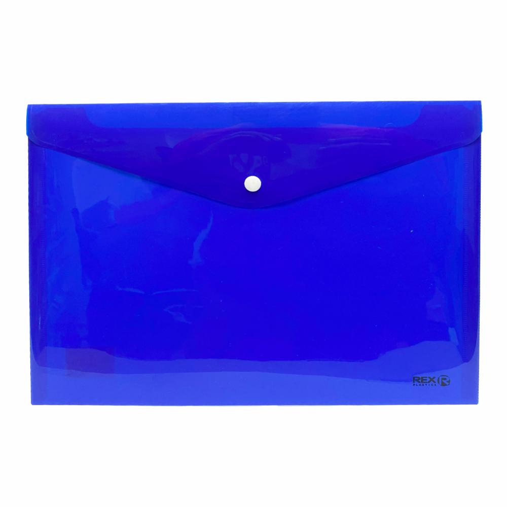 Sobre Porta Documento Azul Con Broche Plástico REX PLASTICS A4 - AKI