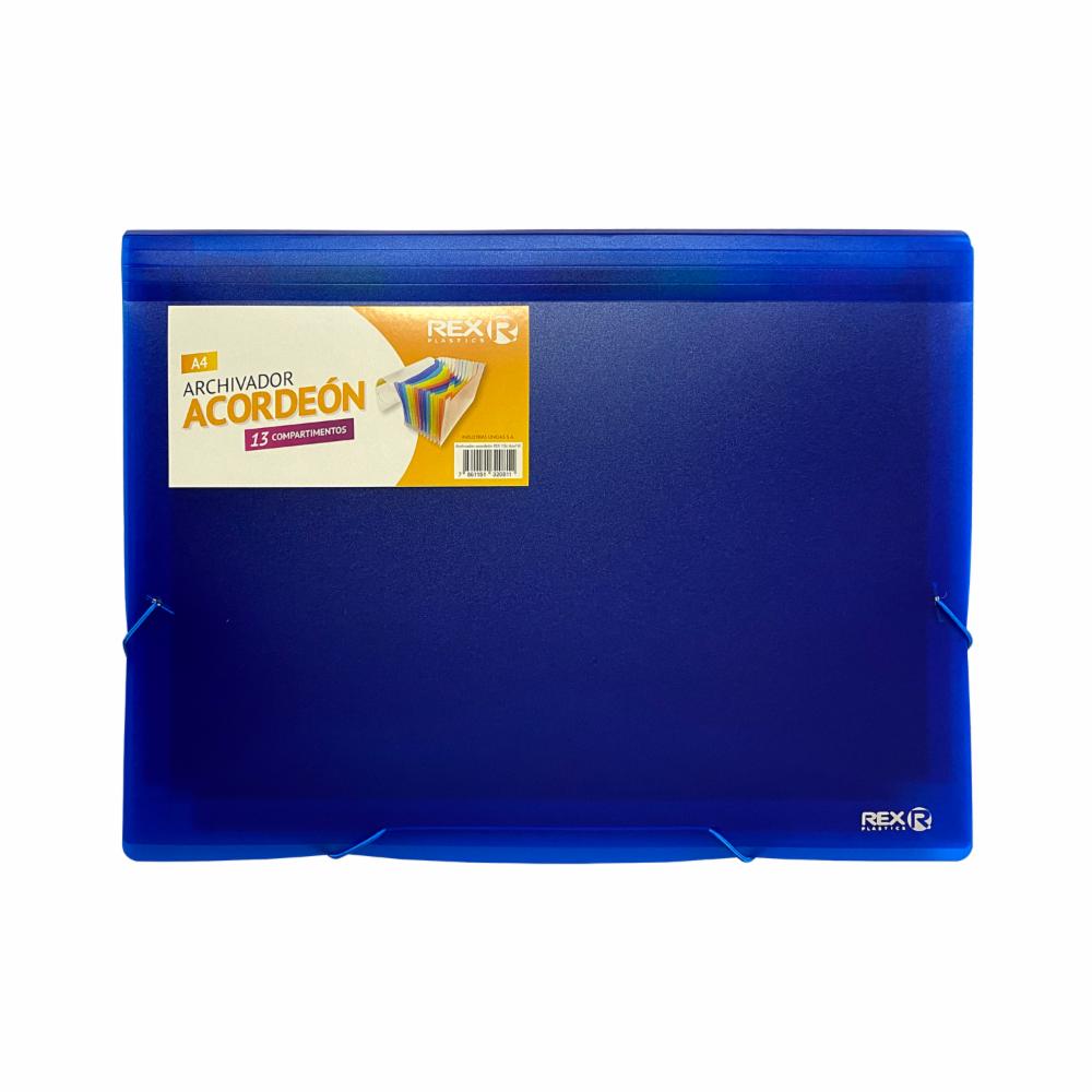 Archivador Acordeón 13 Compartimientos Rex Azul U. REX PLASTICS A4 - AKI