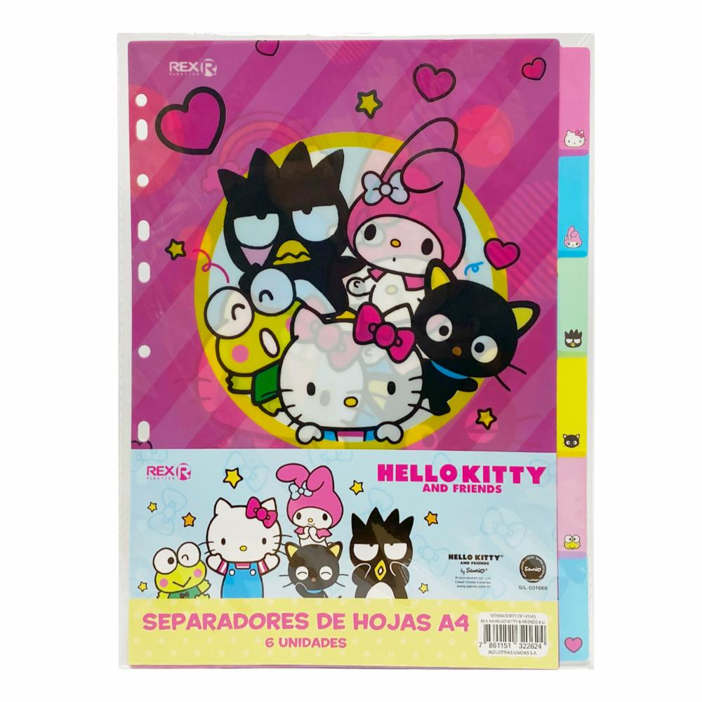 Separadores De Hojas Diseño Hello Kitty REX PLASTICS X 6 Uds A4 - AKI