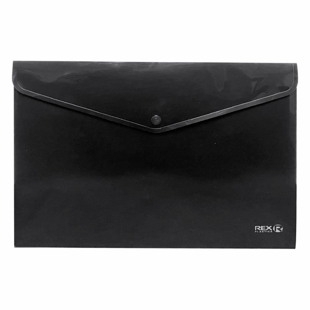 Sobre Porta Documento Negro Con Broche Plástico REX PLASTICS A4 - AKI