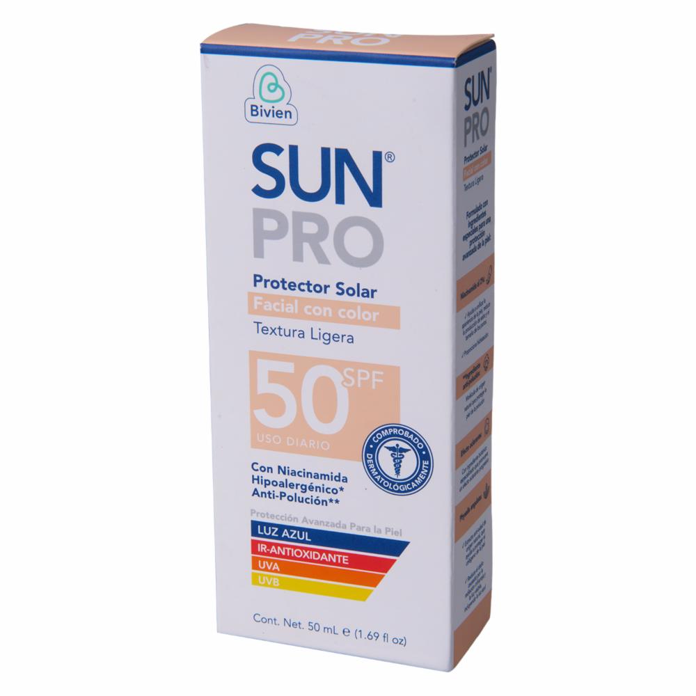 Protector Solar Facial Con Color SPF 50 Textura Ligera SUN PRO 50 Ml - AKI