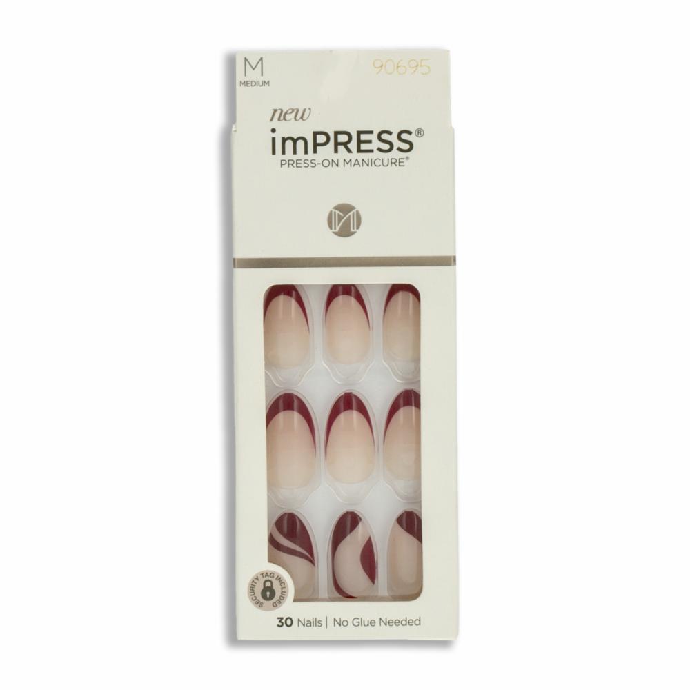 Uñas Press On Francés Y Líneas Rojas IMPRESS X 30 Uds - AKI